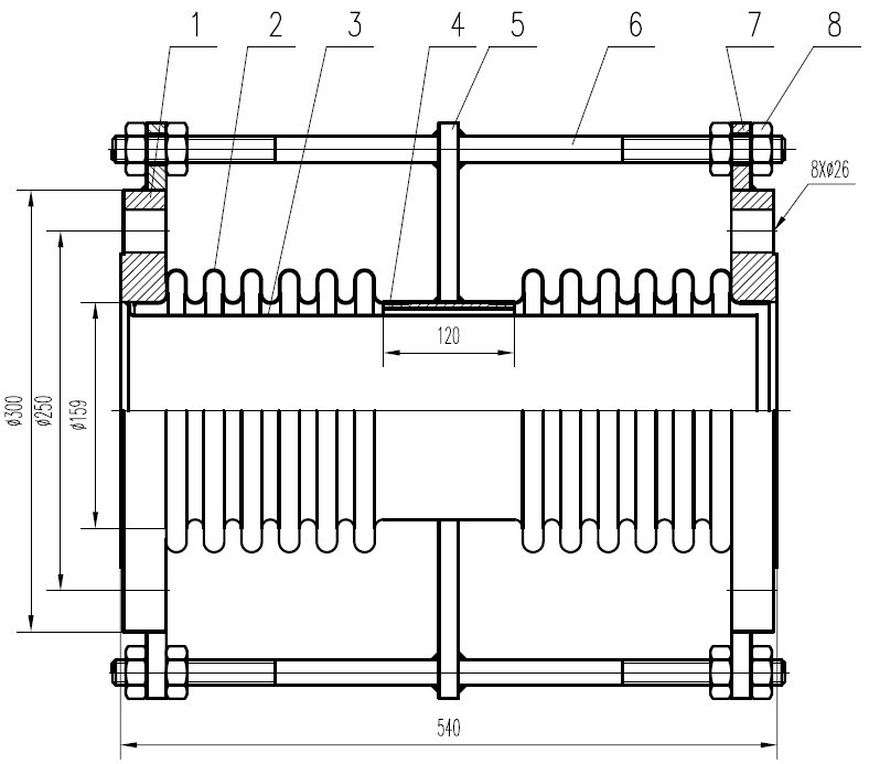 DN150-540MM German Standard DIN PN40 Flanged Bellow Expansion Joint ...