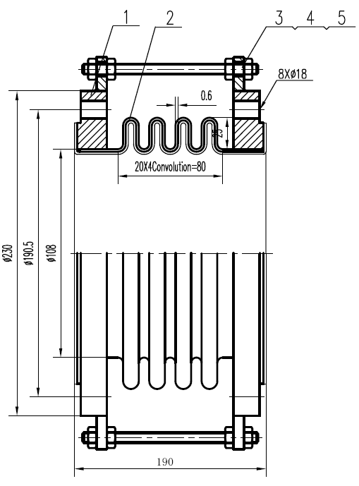 4"-190mm ANSI flanged metal bellow PTFE Expansion Joint - Buy 4"-190mm ...